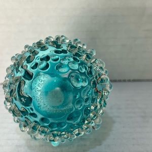 Office | Vintage Glass Teal Egg Shaped Clear Multi Color Paperweight ...